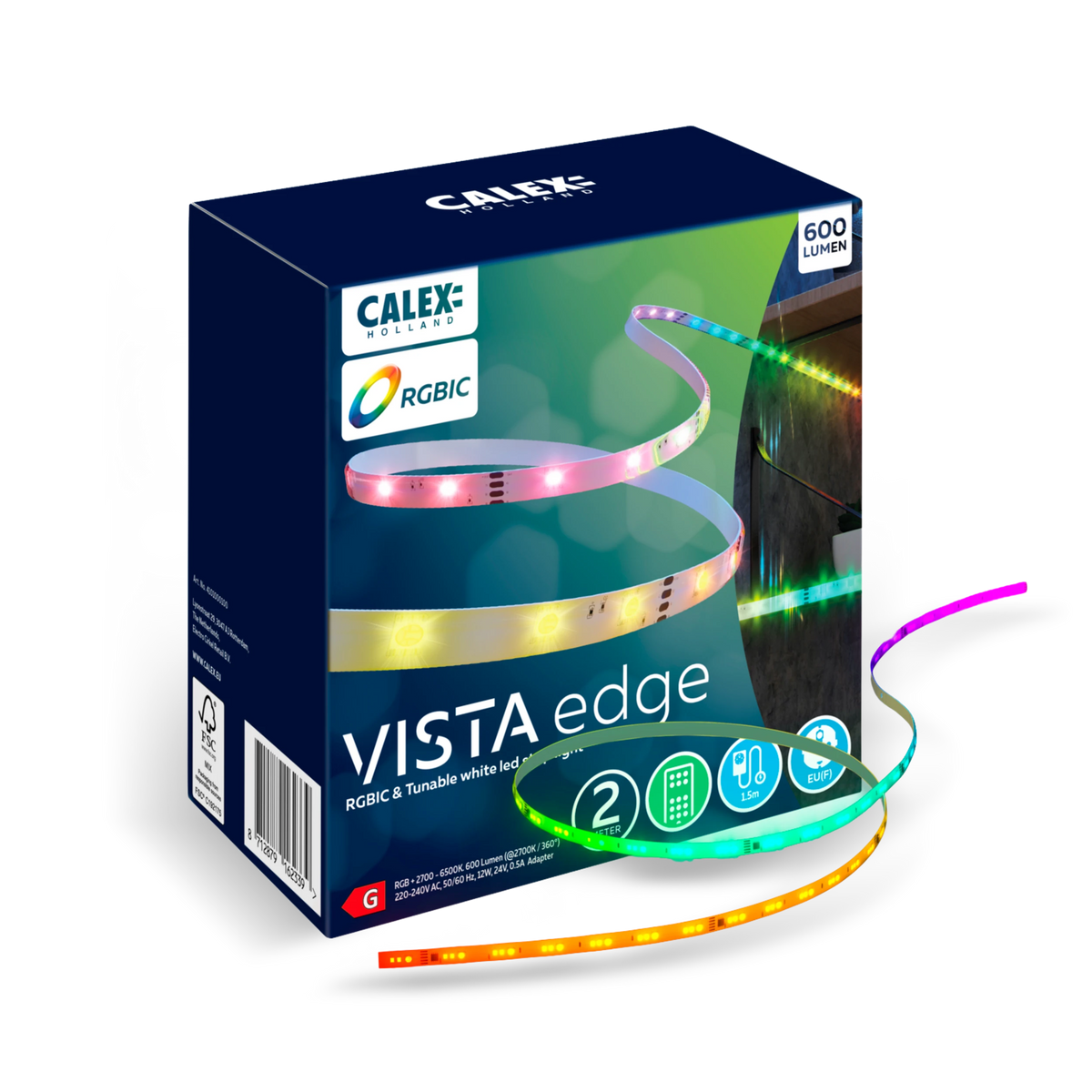 Calex Vista LED Strip - 2M - RGBIC + CCT – calex-europe