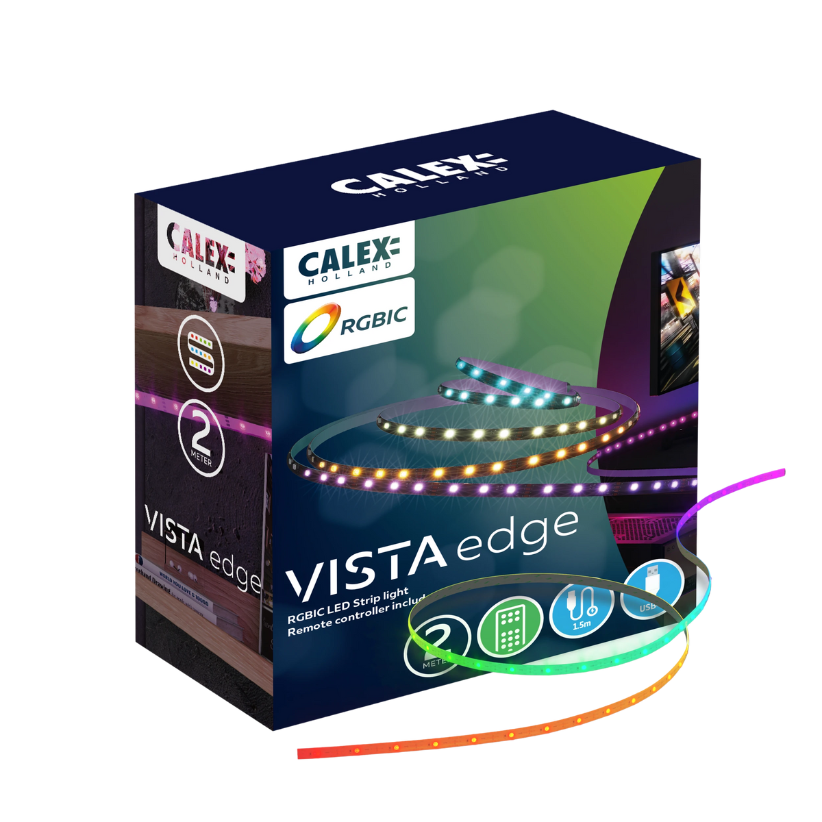 Calex Vista LED Strip USB - 2M - RGBIC + CCT